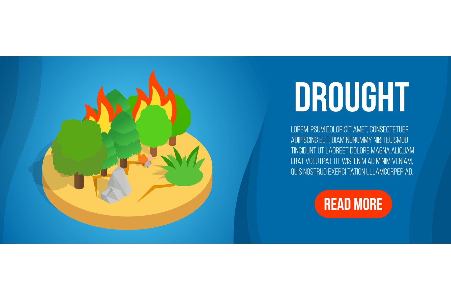 Drought concept banner, isometric style (491747) | Icons | Design Bundles