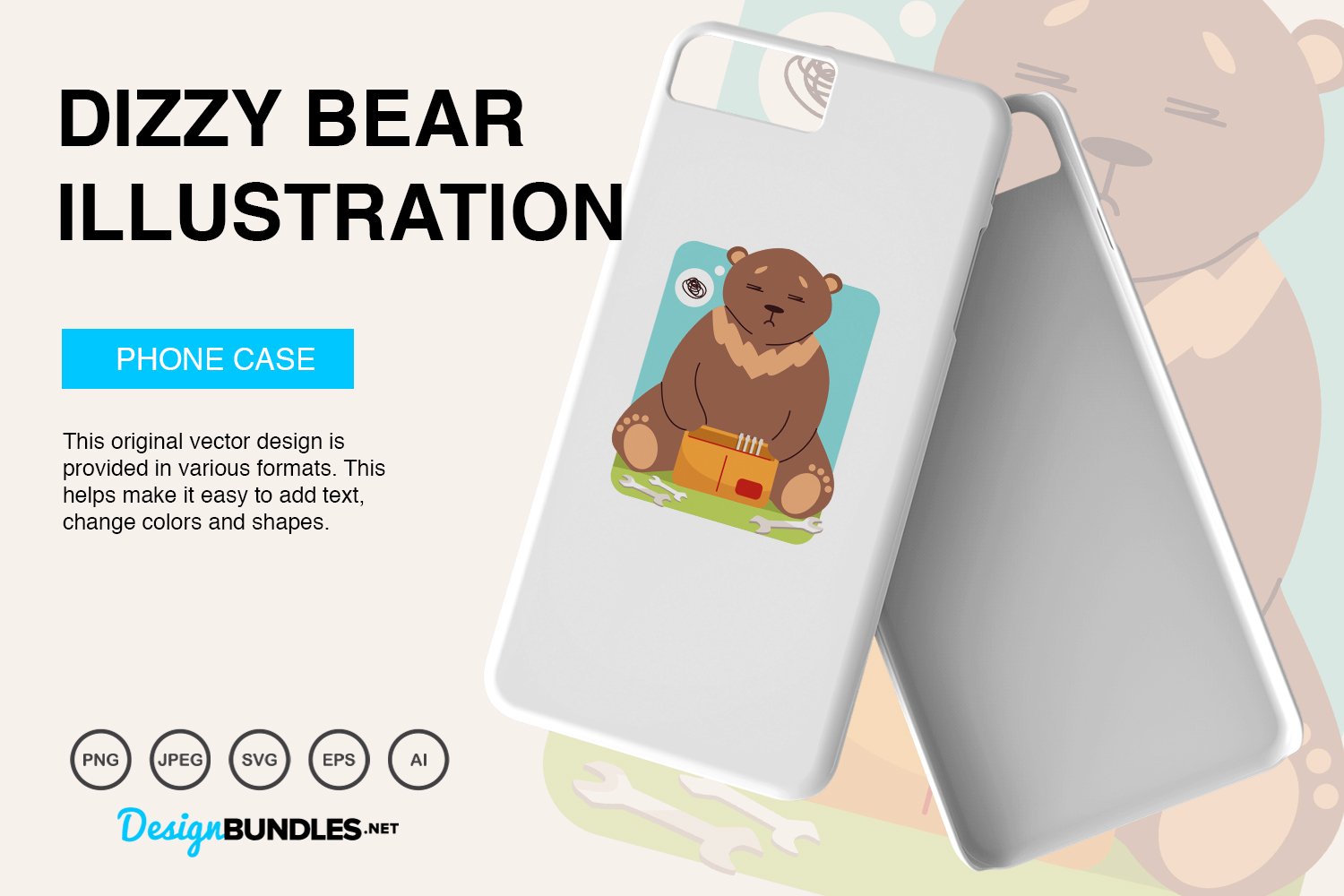 Dizzy Bear Vector Illustration