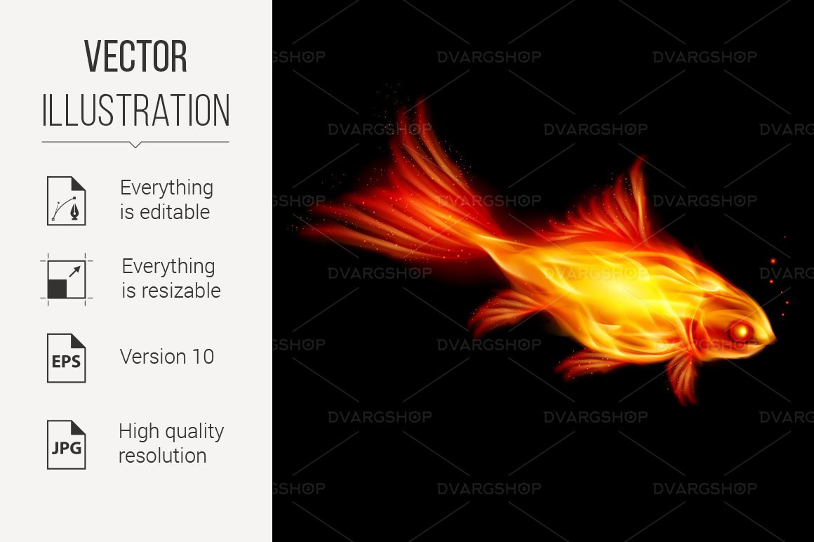 Burning fish (1845575) | Vectors | Design Bundles