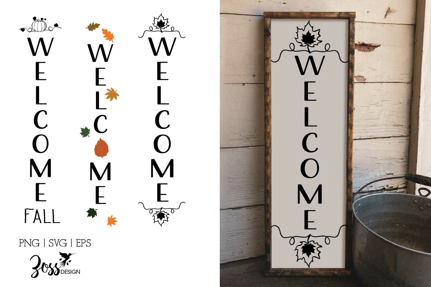 Fall leaves welcome Sign svg cut file (1458683) | SVGs | Design Bundles