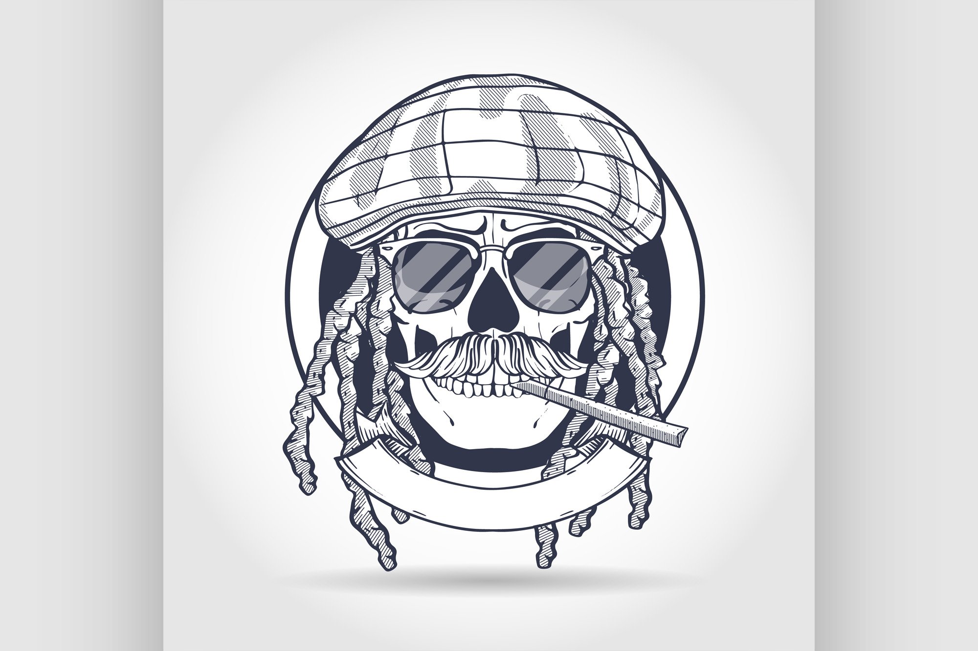 Sketch, skull rastaman. (853223) | Illustrations | Design Bundles