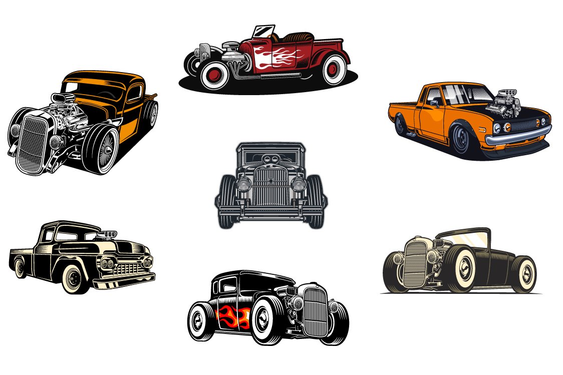 Hotrod Vector cars (544445) | Illustrations | Design Bundles