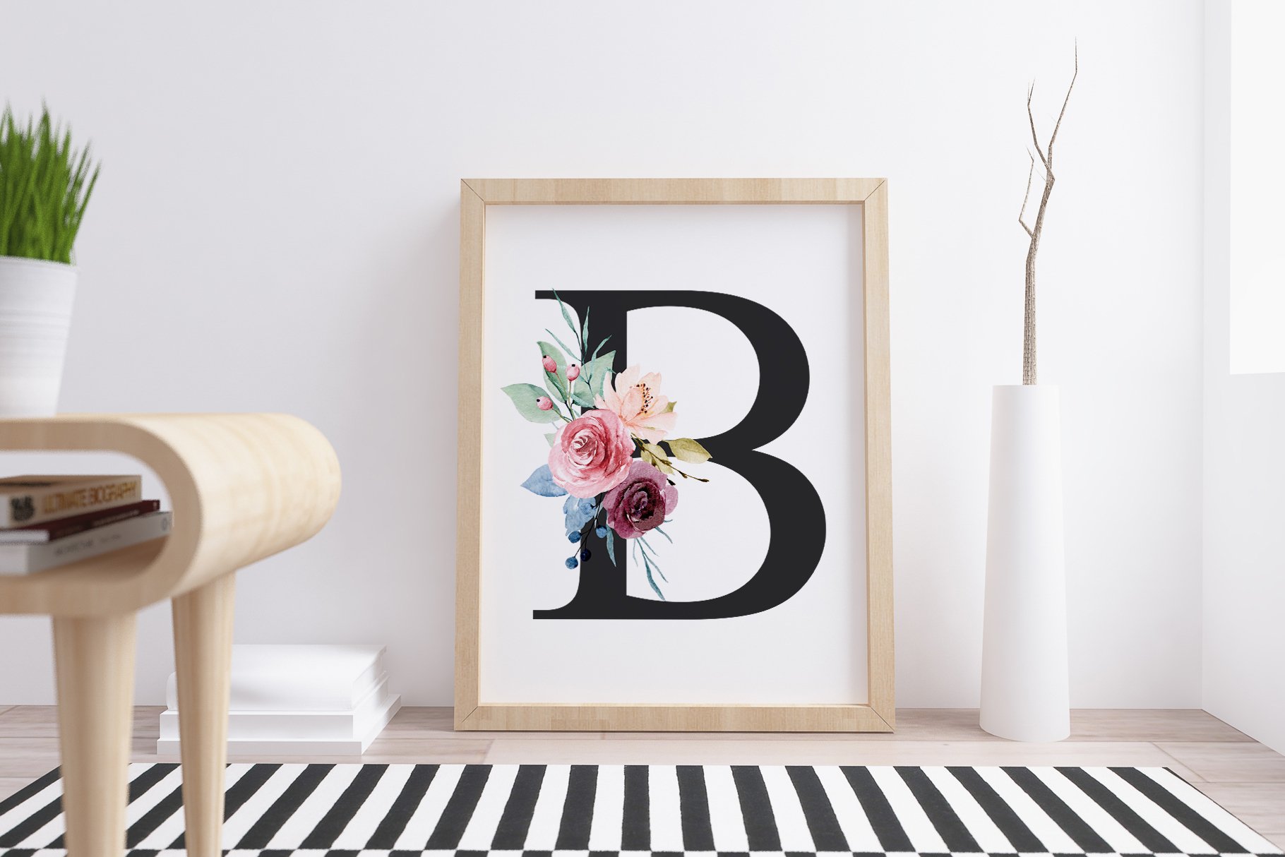 Alphabet with watercolor flowers, letters, monogram, numbers (1178123 ...