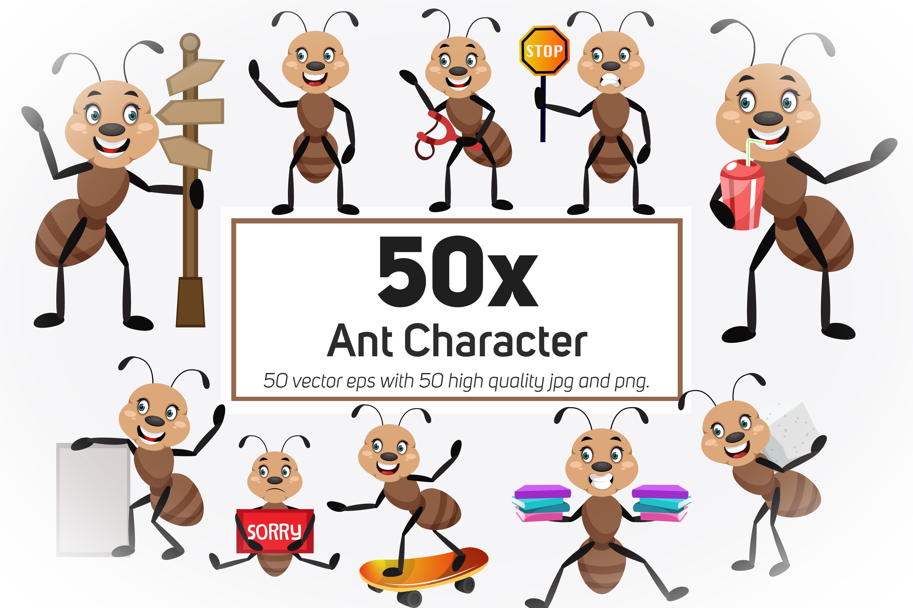 50x Ant Character and Mascot Collection illustration. (542756 ...
