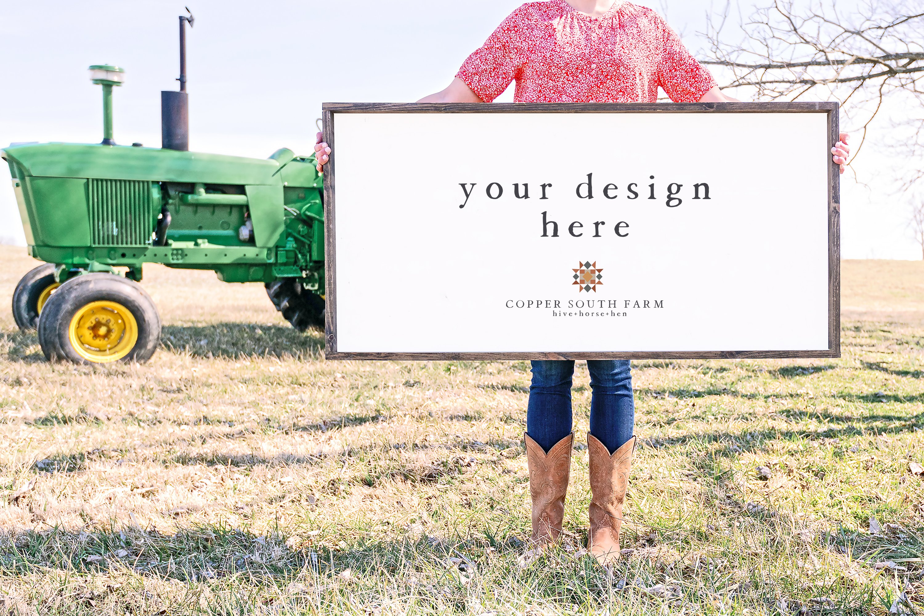 24x48 Farm Theme Mockup, Tractor and Farm Scene (1334209) | Craft ...