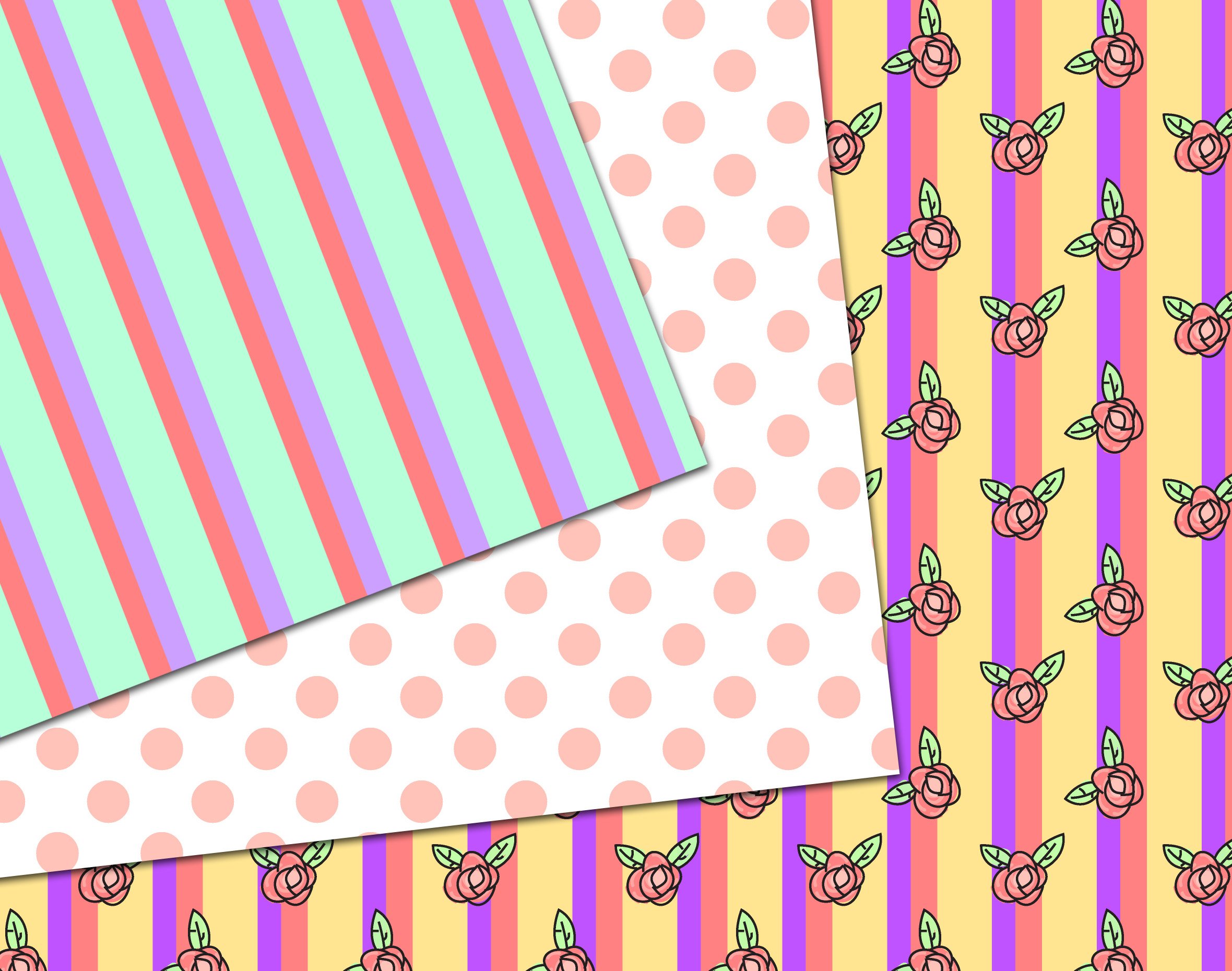 Digital paper - Dots and stripes seamless patterns (878401) | Patterns ...