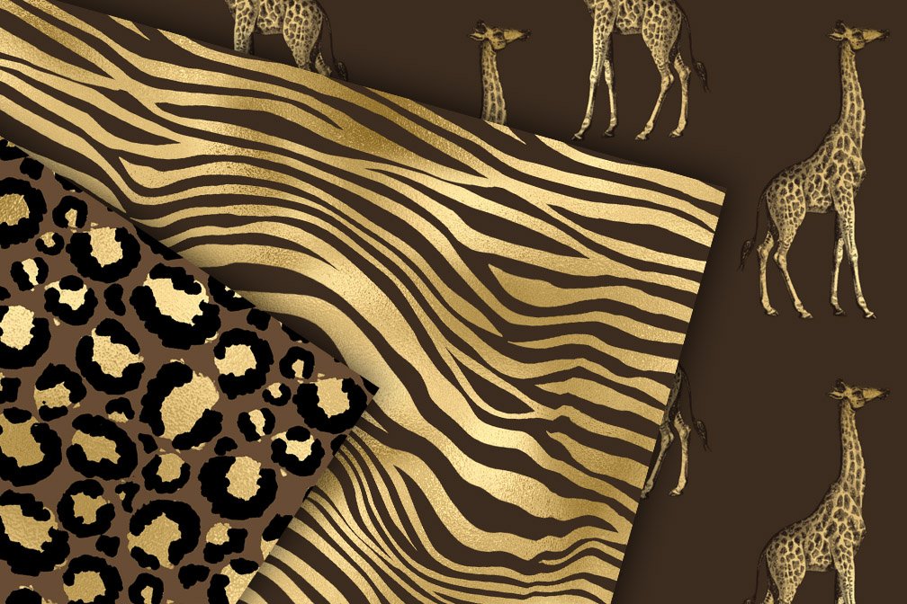 Gold Animal Print Digital Paper (113127) | Patterns | Design Bundles