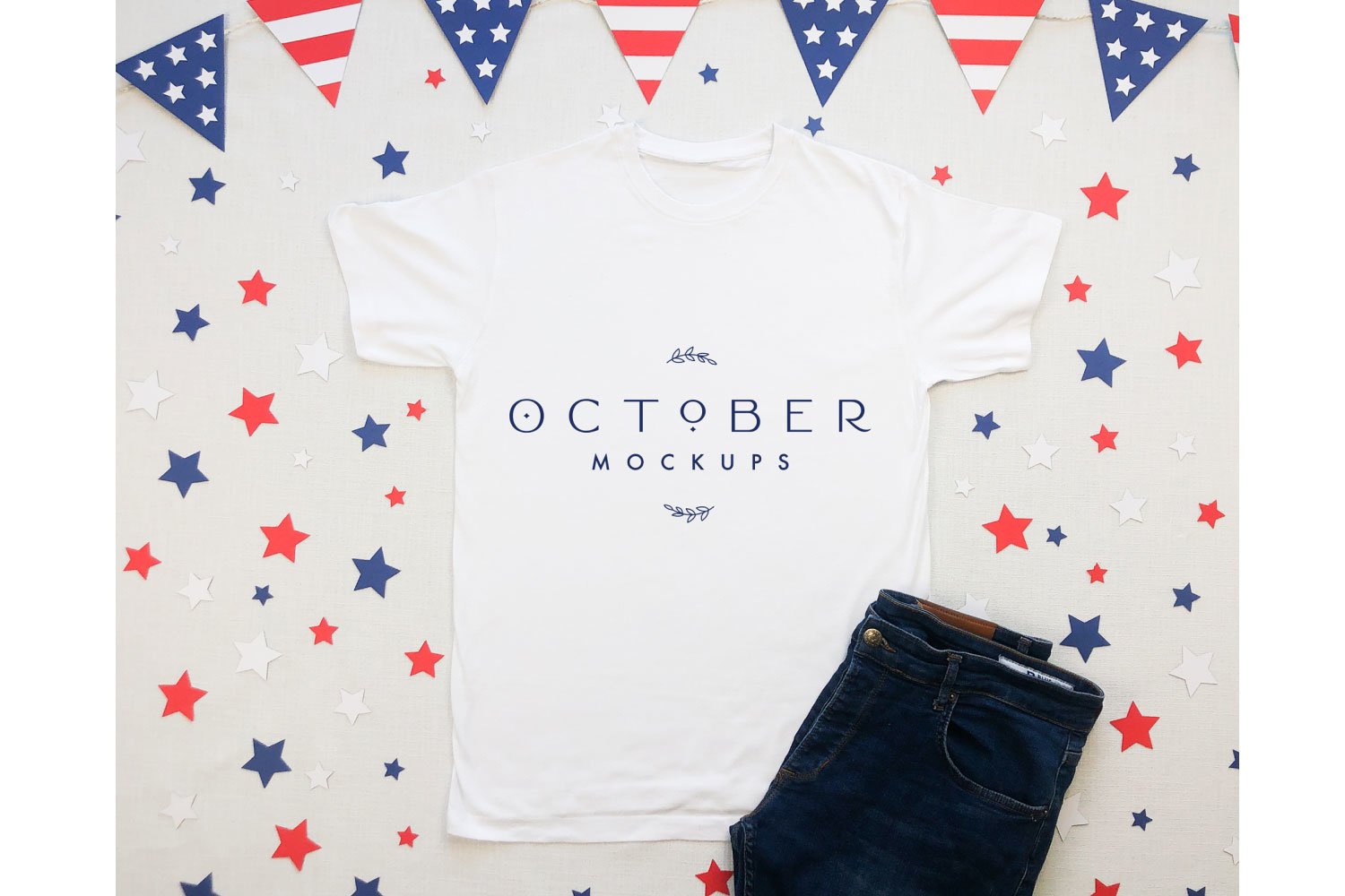 Mockup Bundle 4th of July White t-shirt in PSD and JPG (572419 ...