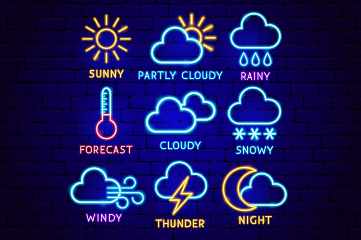 Weather Neon (417750) | Icons | Design Bundles