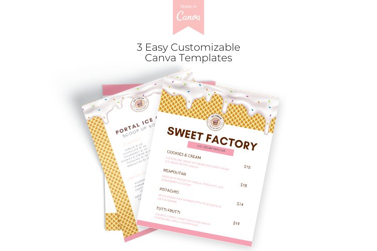 Ice Cream Menu Card - Customizable Canva Template