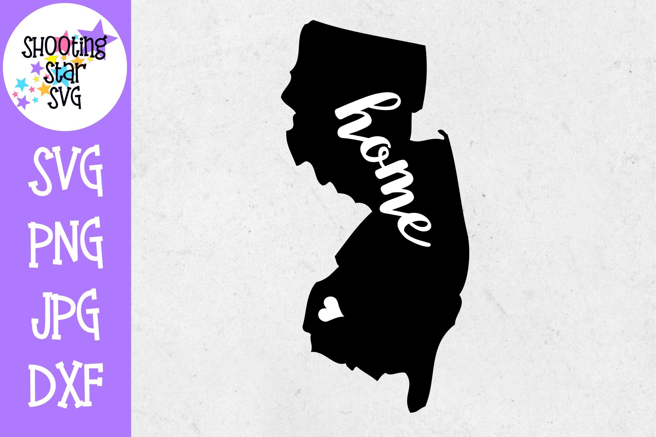 New Jersey Home State with Heart - 50 States SVG
