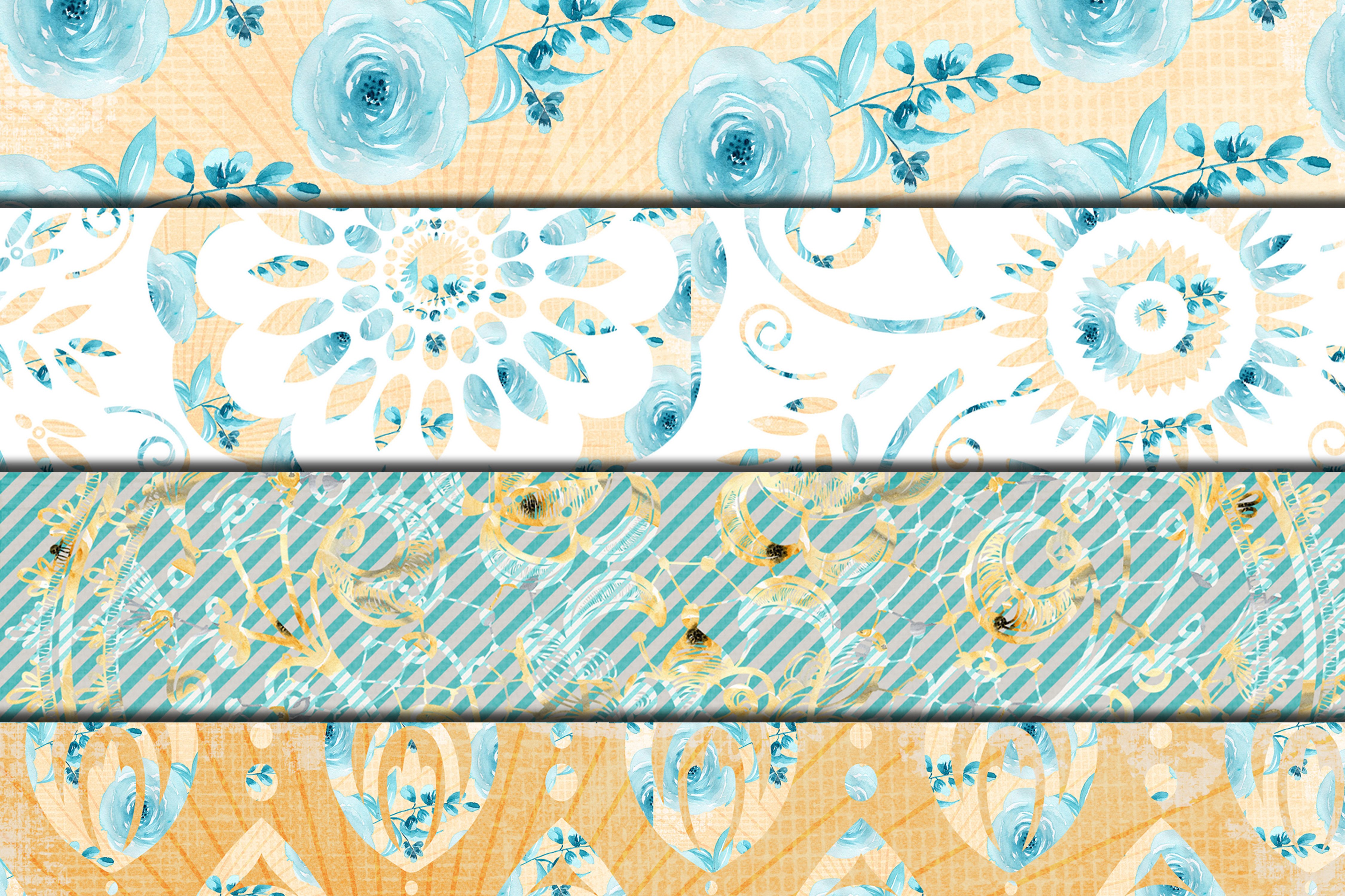 Mint digital floral paper pack (28329) | Backgrounds | Design Bundles