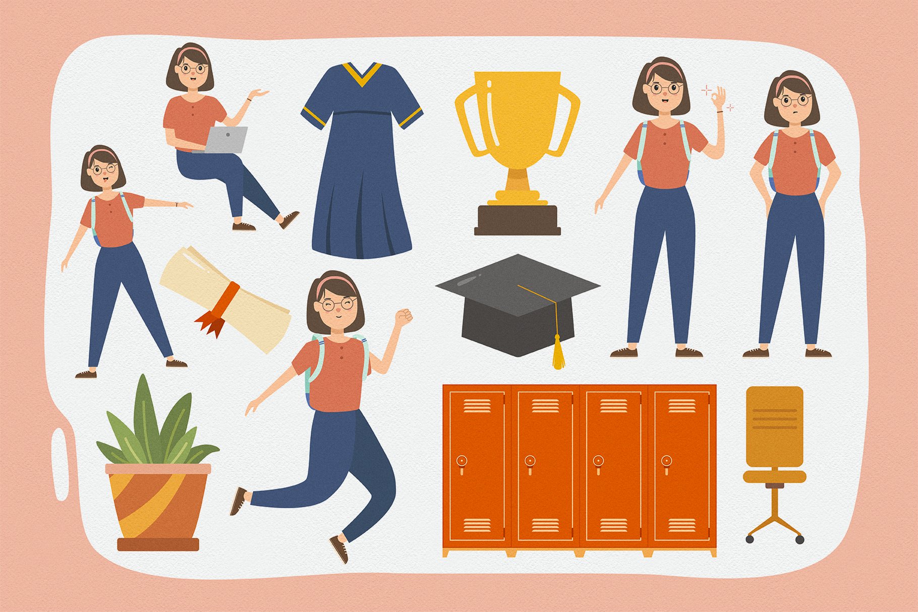 Student Life Modular Vector Clipart Pack (912342) | Illustrations ...