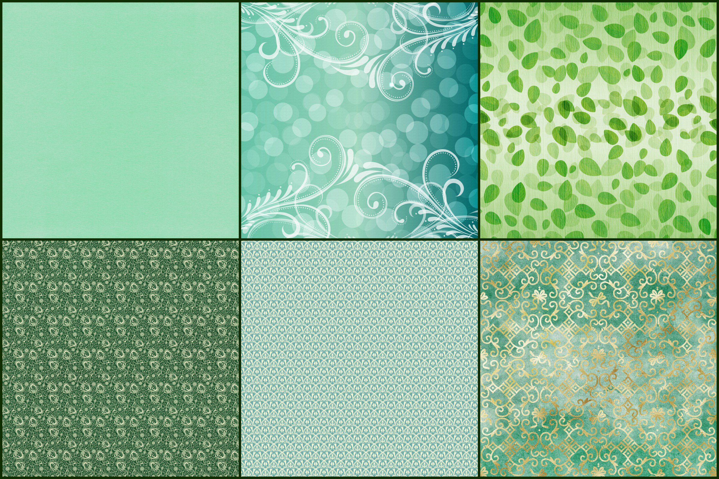 Green Variety Digital Paper Pack (580825) | Patterns | Design Bundles