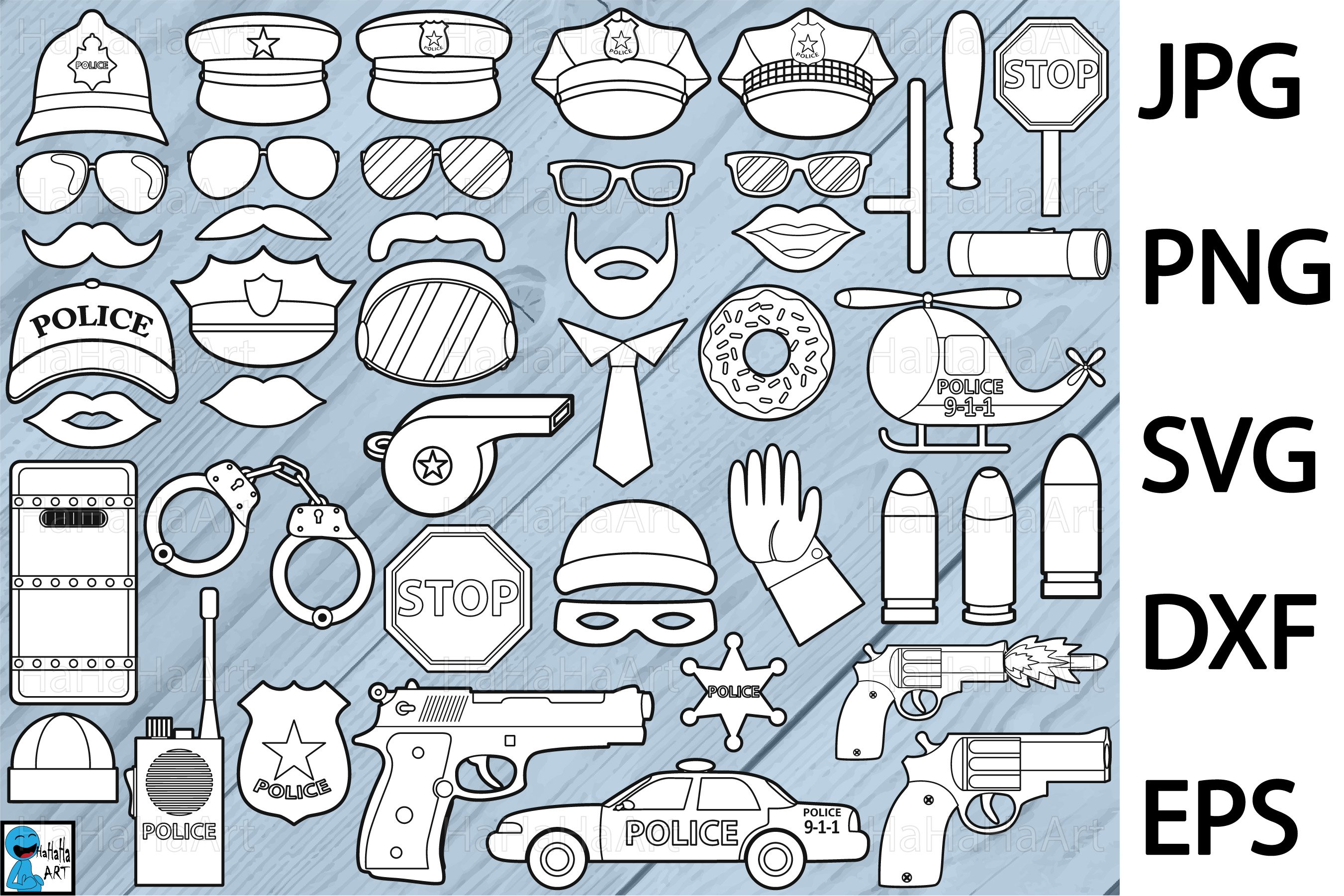 Outline Police Props - Clip art / Cutting Files 1261c (1095353 ...