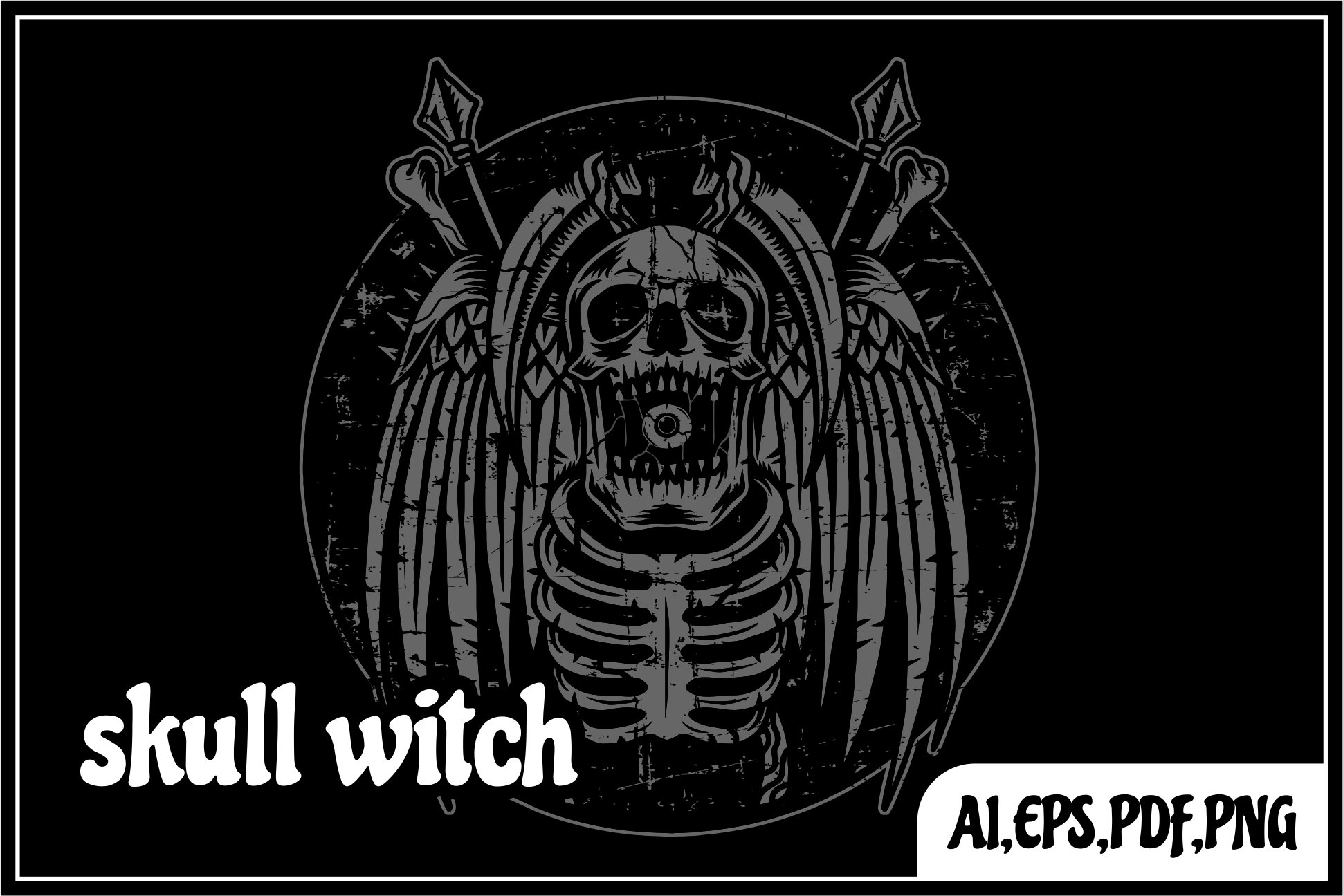 skull witch illustration (655524) | Illustrations | Design Bundles