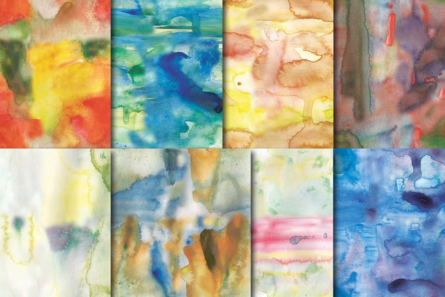 Colorful Watercolor Textures seamless digital paper pack (25723 ...