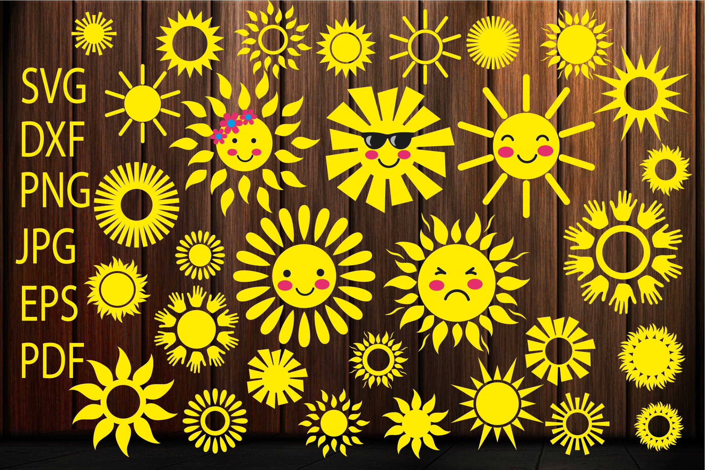 Sun SVG, Sun Clipart, Sun Vinyl Decal, Sun Face (432420) | Cut Files ...