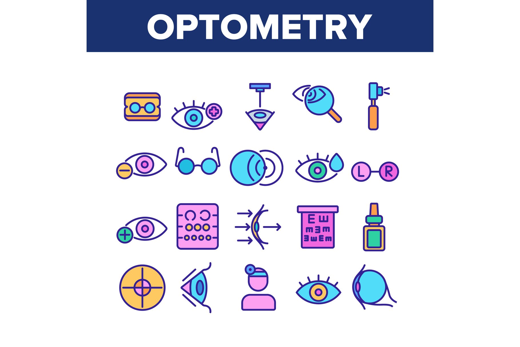 Optometry Eye Health Collection Icons Set Vector (576883 ...
