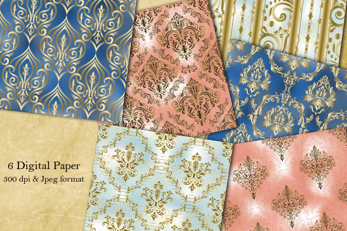 Damask seamless pattern collection. Digital Paper. (1079111) | Papers ...