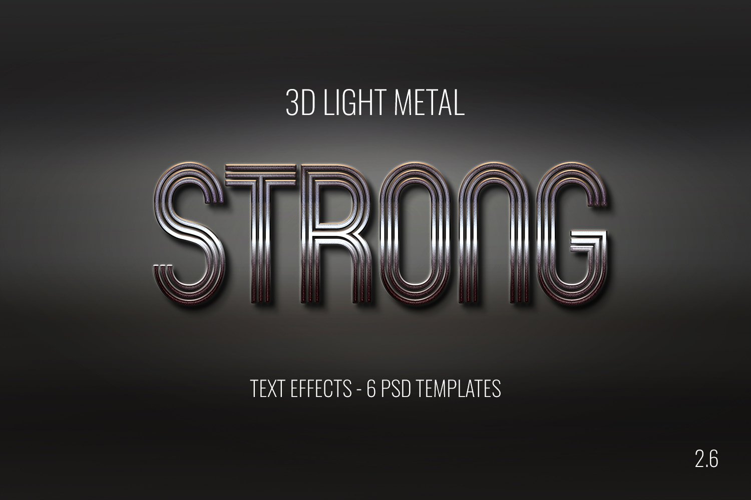 3D Light Metal Text Effect - 6 Editable PSD Templates Vol.1 (382314 ...