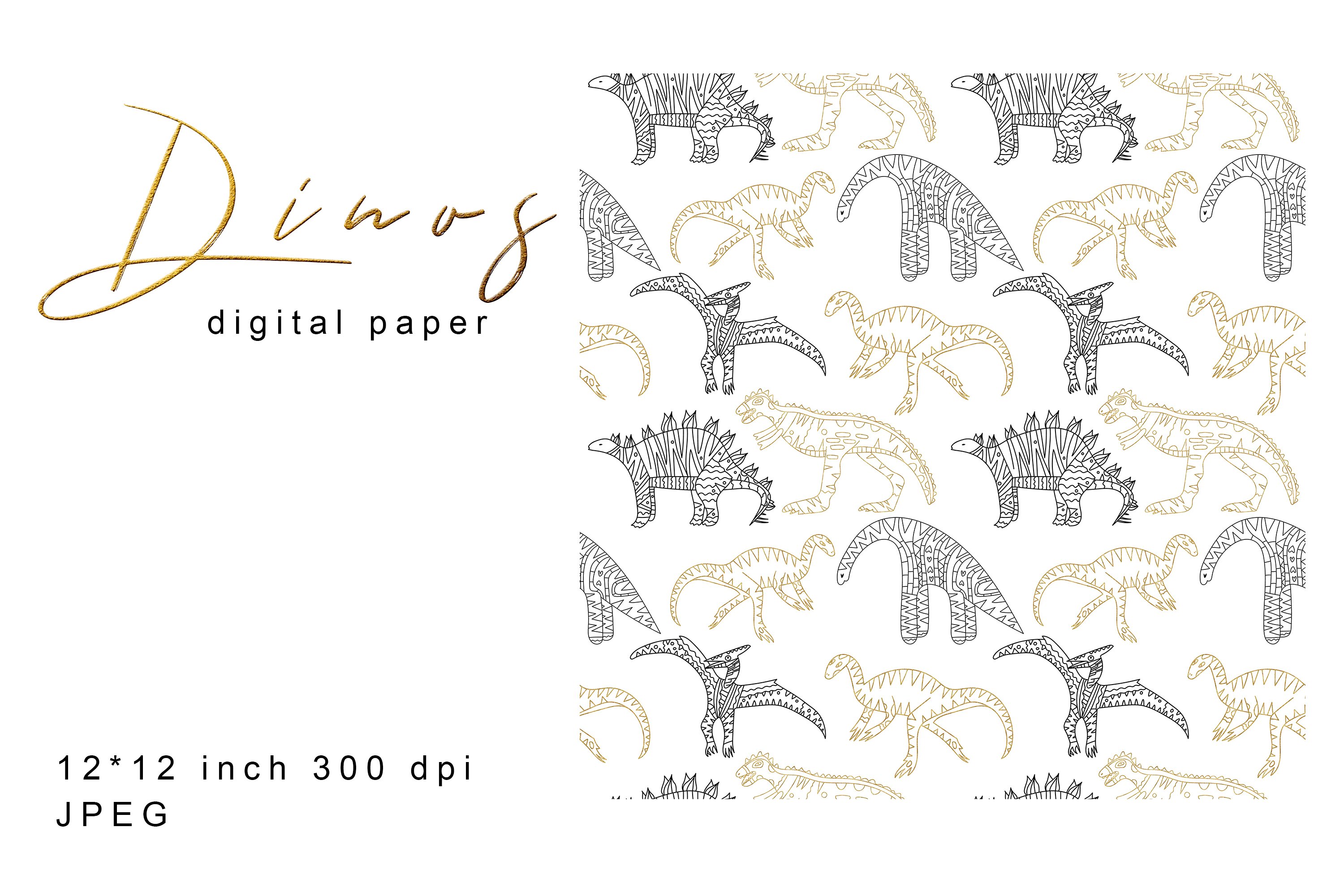Dinosaurs Digital Paper. Dinos Seamless Pattern (1287064) | Papers ...