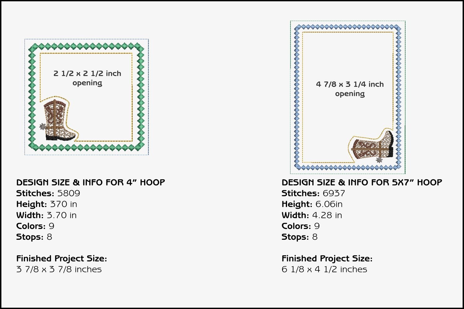 Cowboy Boot Picture Frames - 4 x 4 and 5 x 7 Hoops (521226 ...