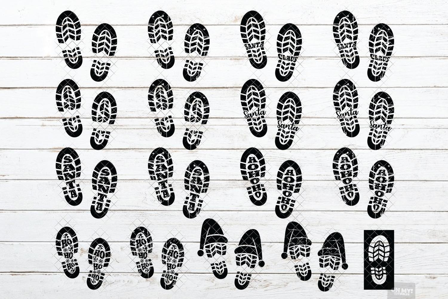 Footprints Stencil Art Shoes 5 Stencils Sizes Svg Dwg Dxf Png