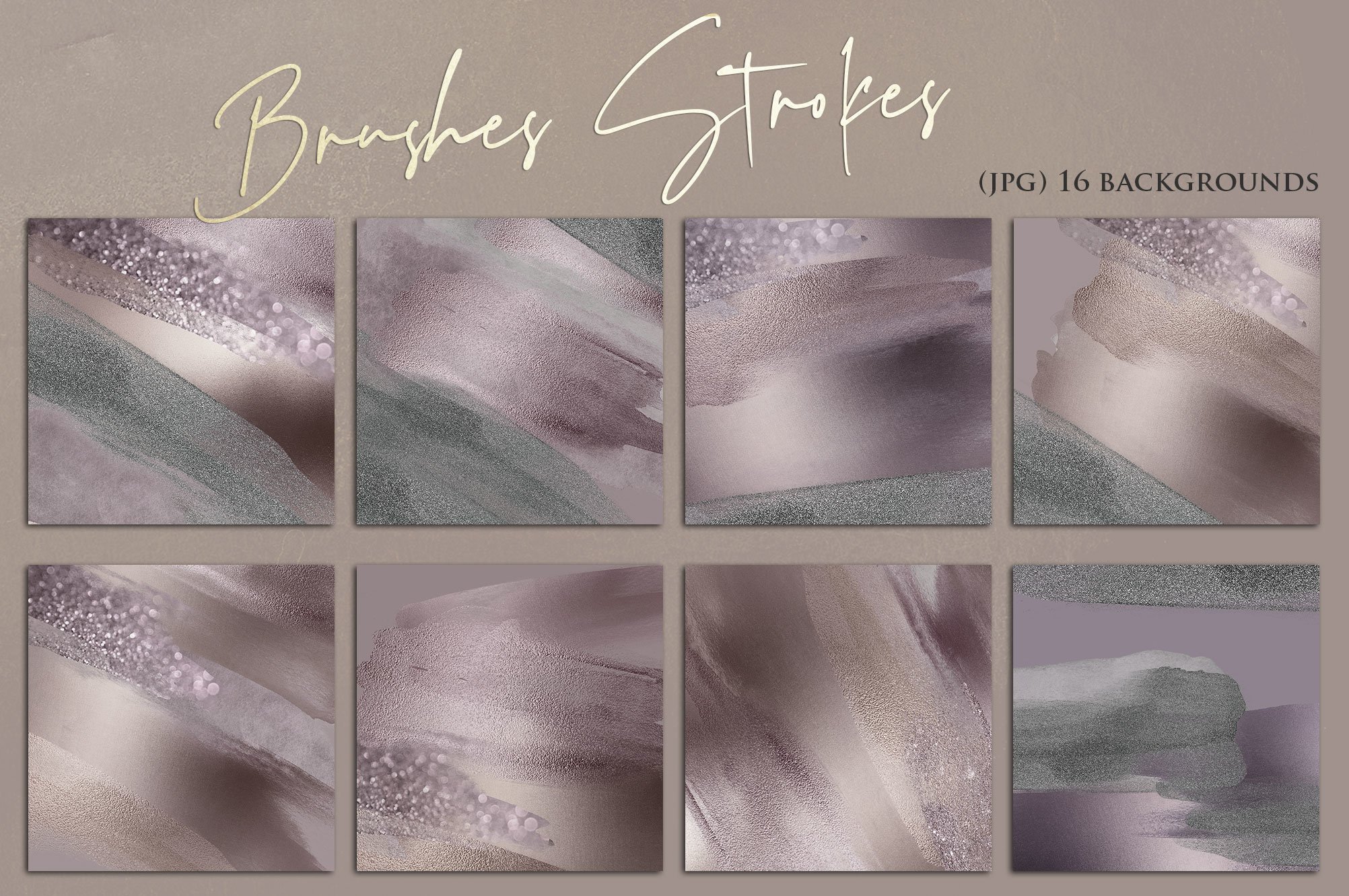 Foil and Glitter Watercolor Textures & Brush Strokes