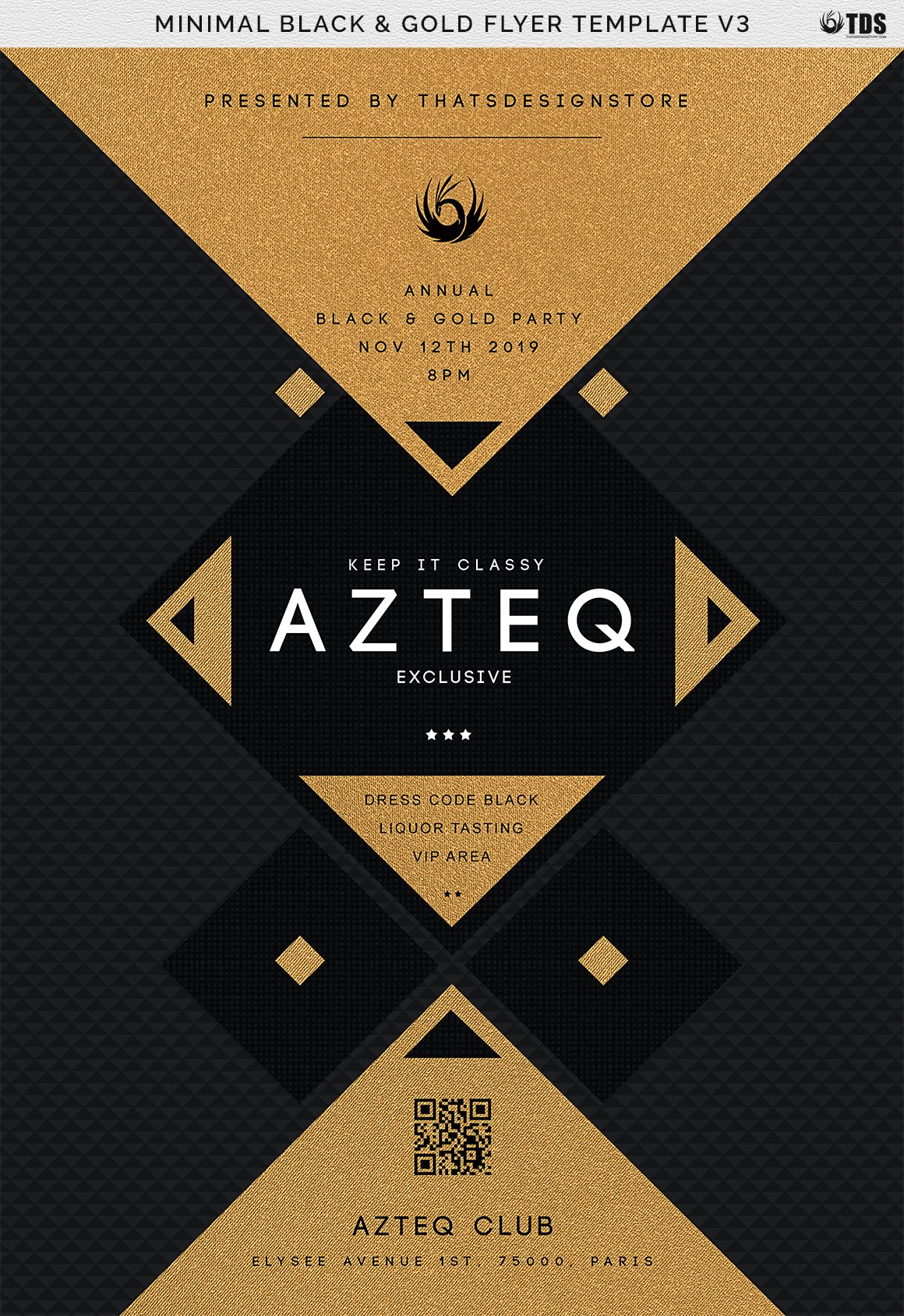Minimal Black and Gold Flyer Template V3 (30417) | Flyers | Design Bundles