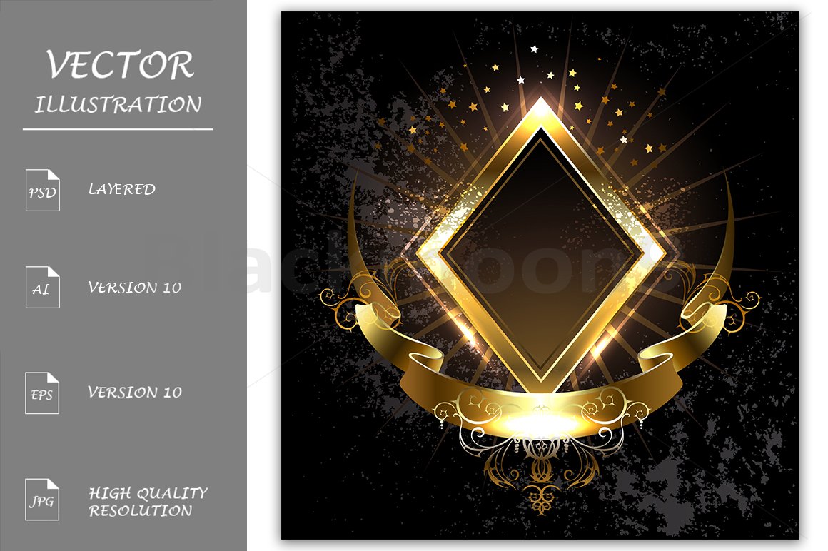 Gold Banner Rhombus (31861) | Vectors | Design Bundles