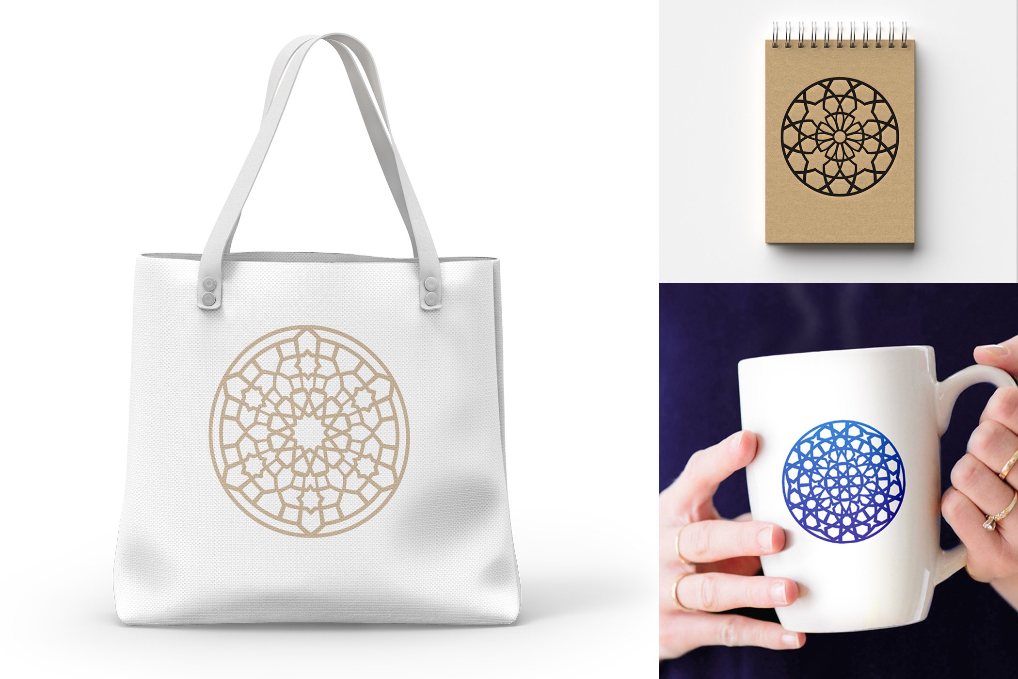 Arabic circle patterns. Moroccan geometric designs, cut file (862601 ...
