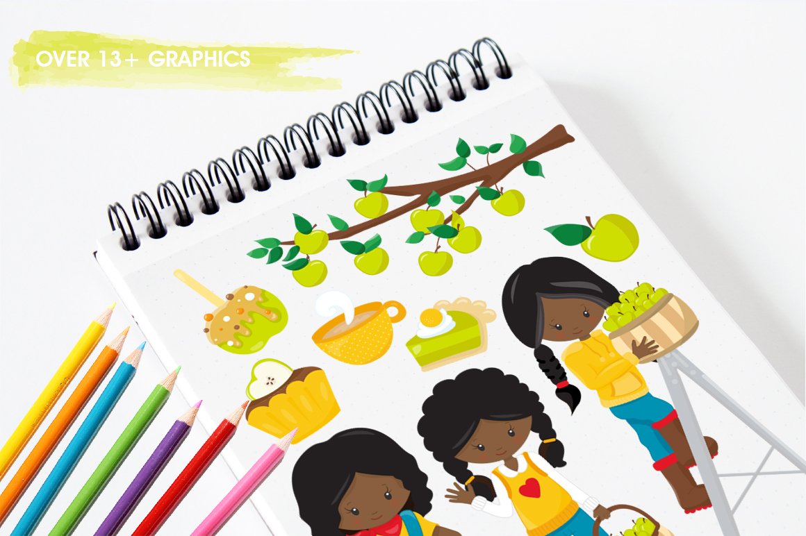 African American Apple fall girls