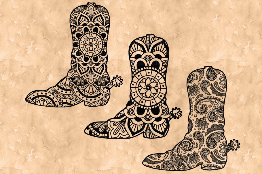 Cowboy Boot Mandala SVG, Country Western, Mandala Clipart. (562106 ...