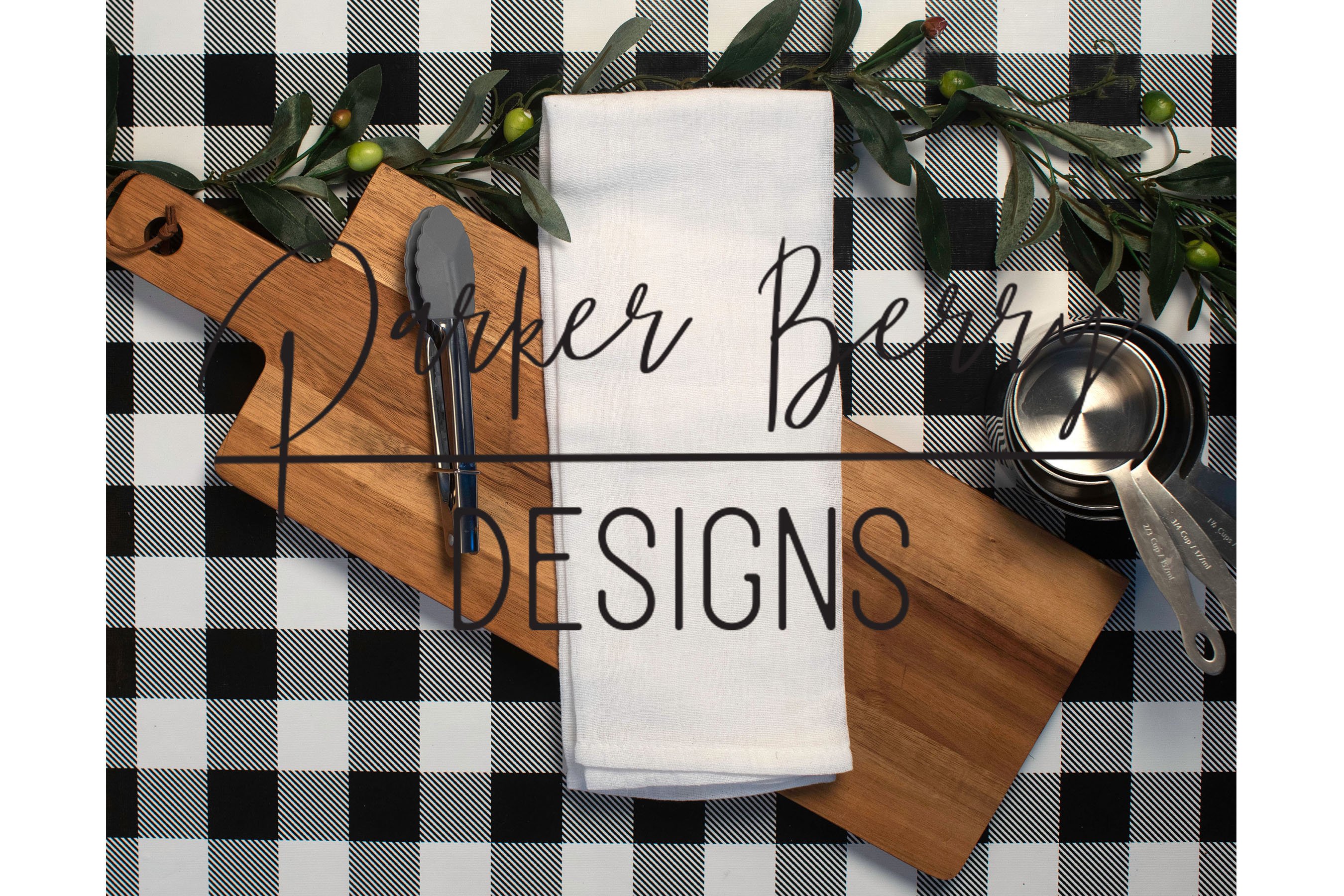 Linen, Kitchen Towel, Buffalo Plaid, Farmhouse Style Mock up (512564 ...