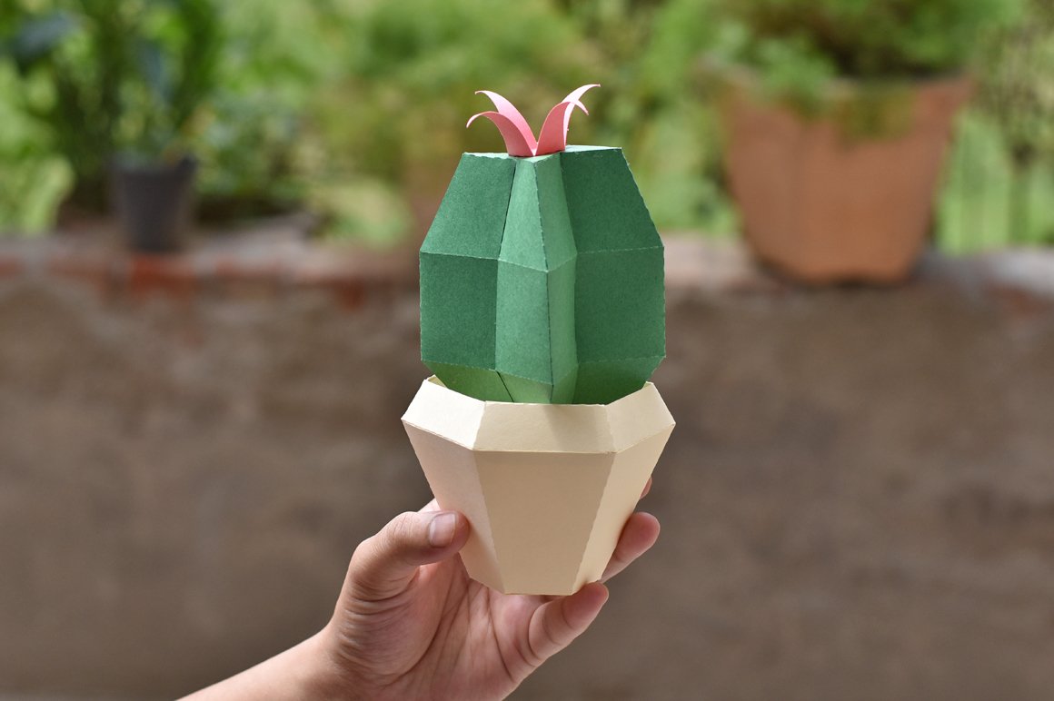 DIY Cactus Plant - 3d papercraft (654091) | Paper Cutting | Design Bundles
