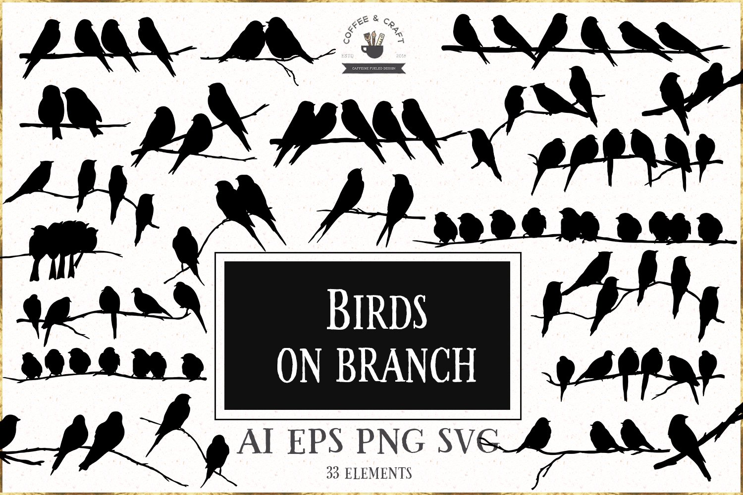 Birds on a branch set
