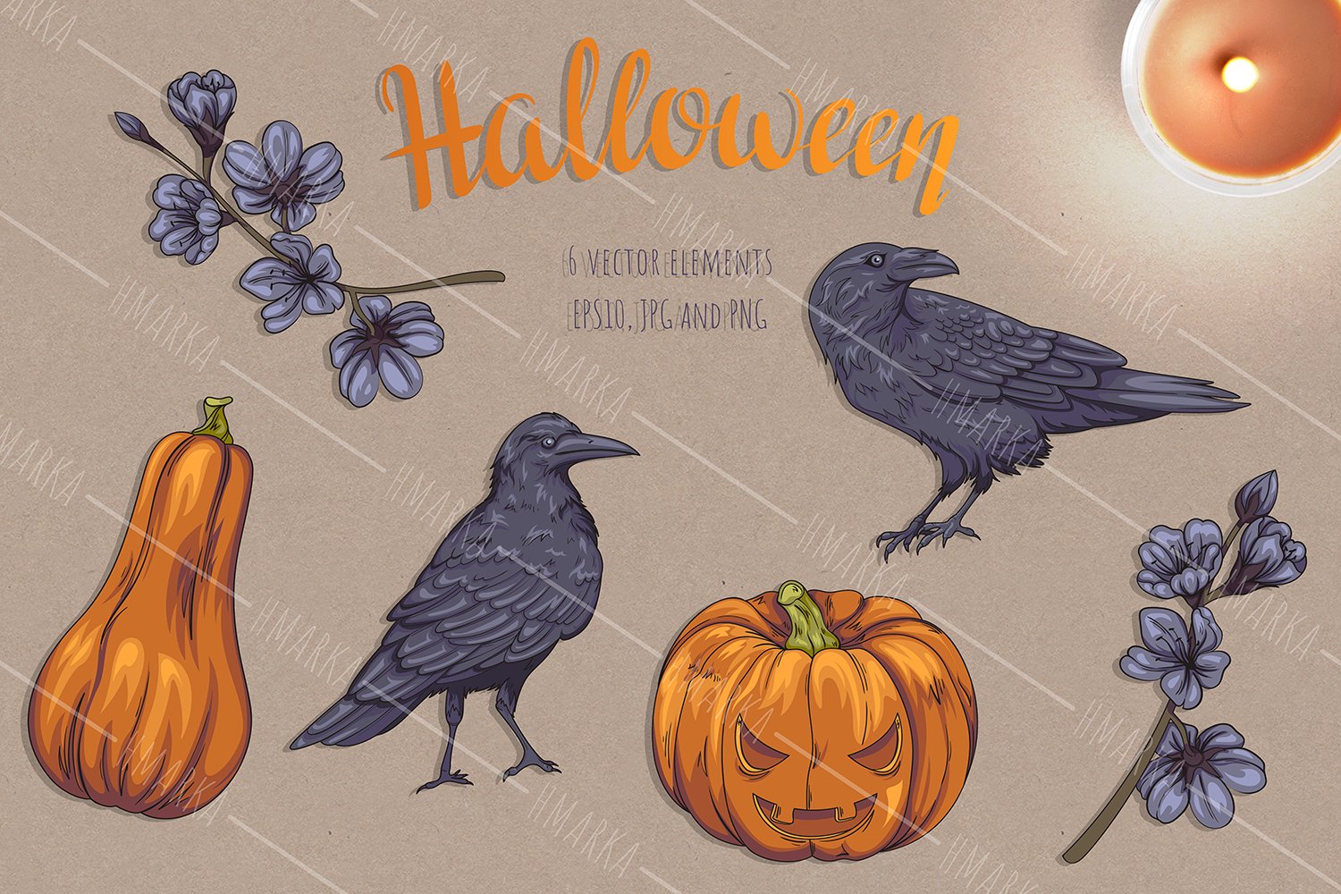 Halloween crows (903046) | Illustrations | Design Bundles