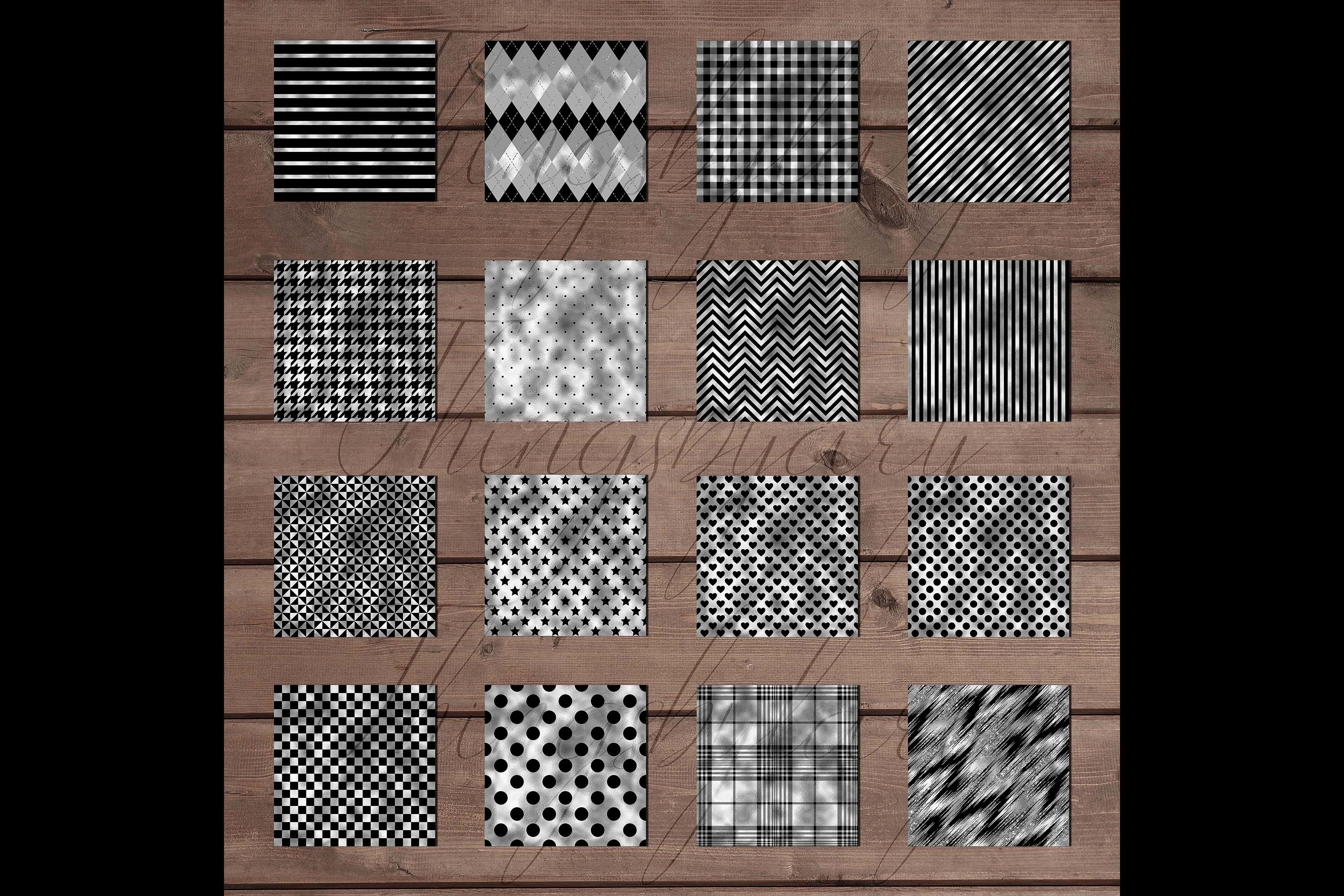 30 Seamless Black Silver Foil Basic Home Decor Print Pattern (408588 ...