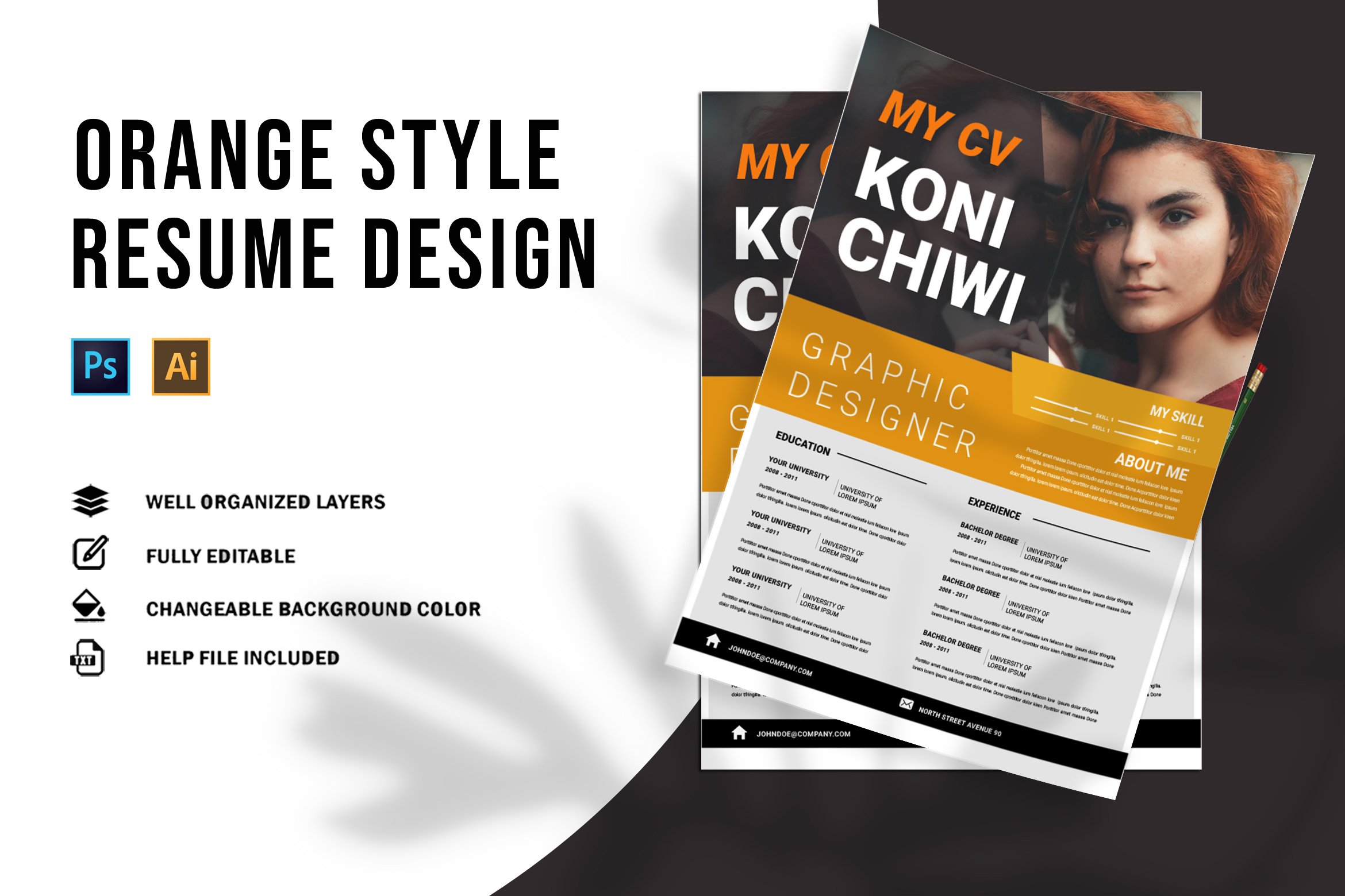 Orange Style | CV & Resume (784395) | Resume Templates | Design Bundles