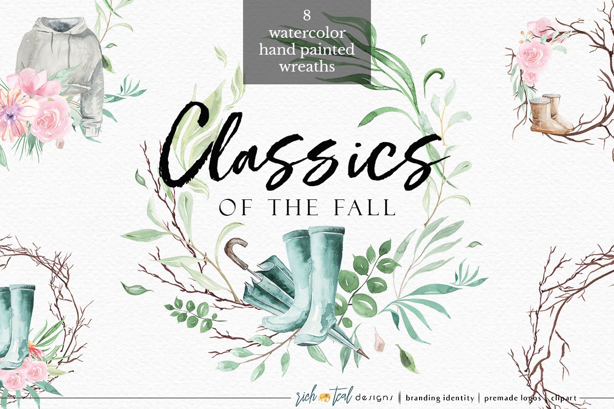 Classics of the fall - Watercolor Clipart (149872) | Illustrations ...