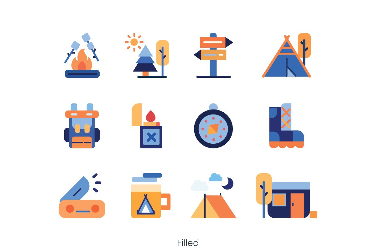 Camping Icons Set (553018) | Icons | Design Bundles