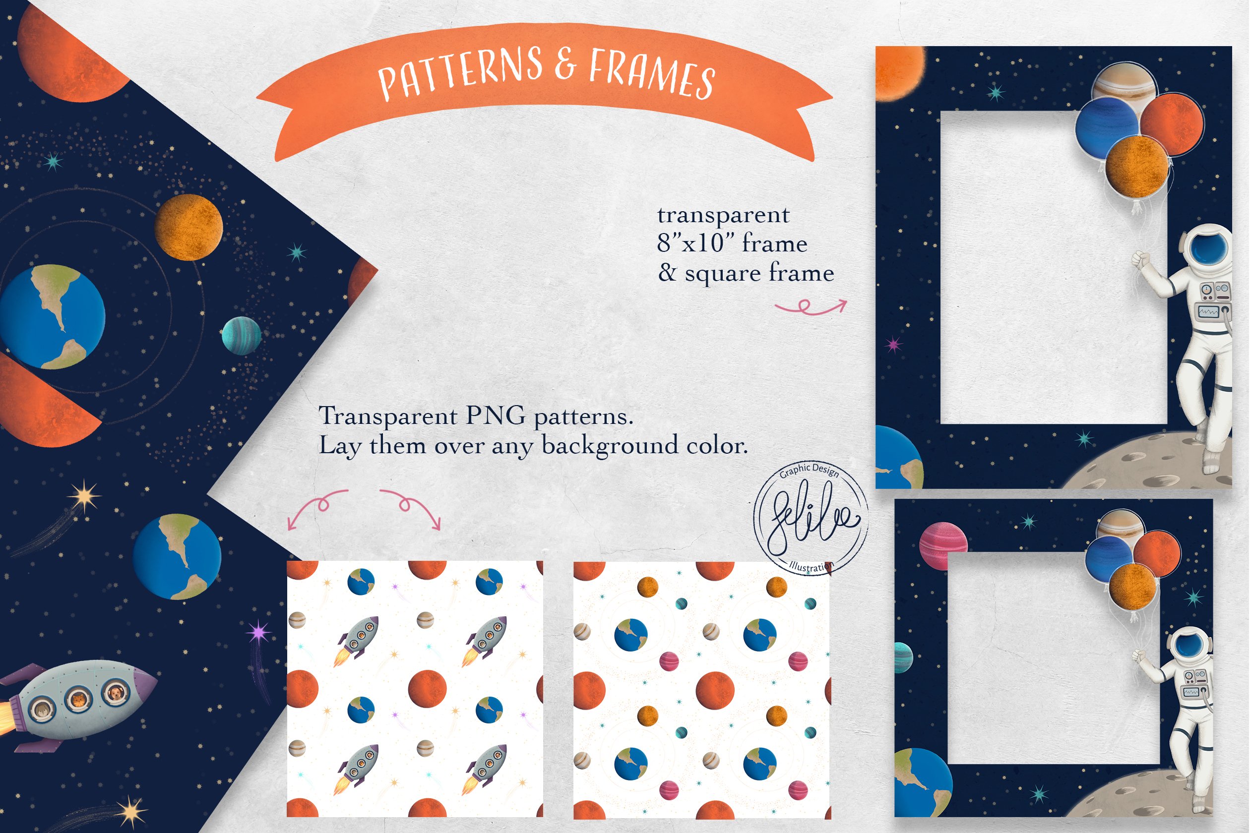 Space Adventure Clipart Bundle - Outer Space Fun Scenes (836377 ...