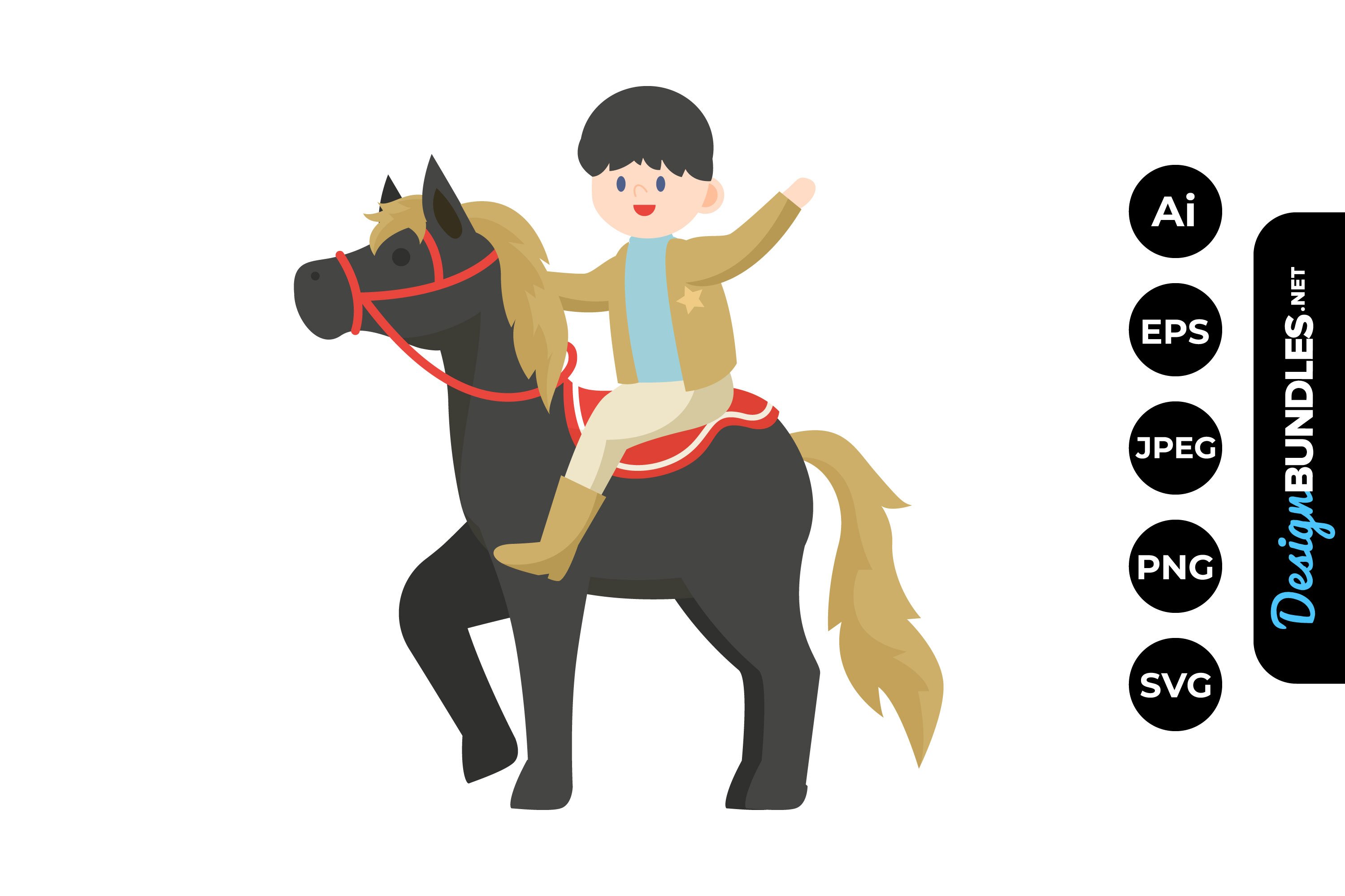 Boys Horse Riding Clipart