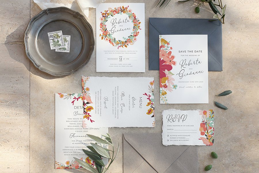 Colourful Wedding Invite Suite Template (470919) | Card and Invites ...