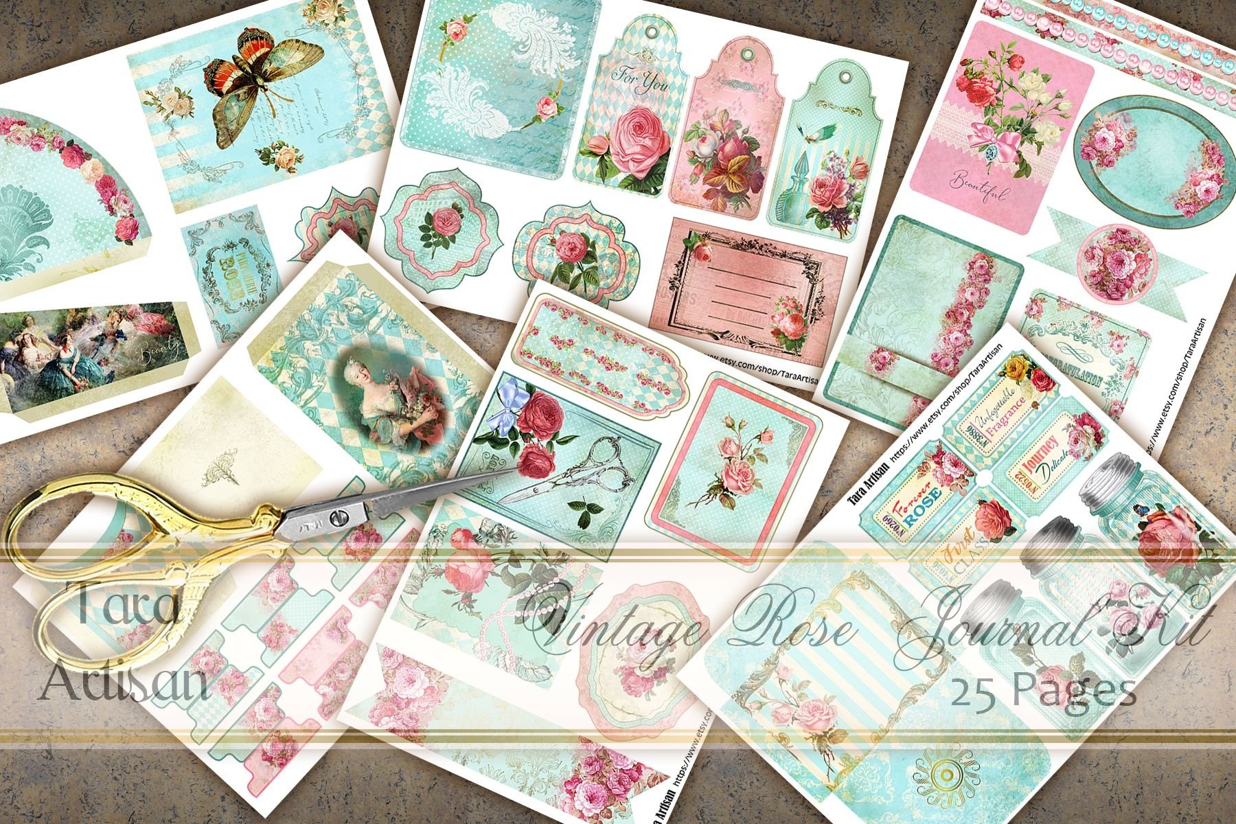 Vintage Rose - Journal Kit (542601) | Papers | Design Bundles