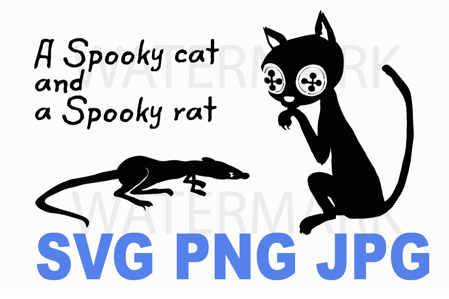 Spooky Cat with Spooky Rat - SVG JPG PNG (127305) | Illustrations ...