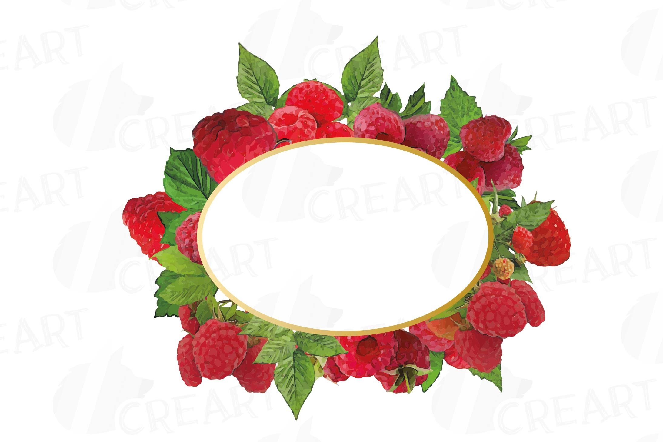 Raspberry frames watercolor clip art pack, Raspberry fruit (114031 ...