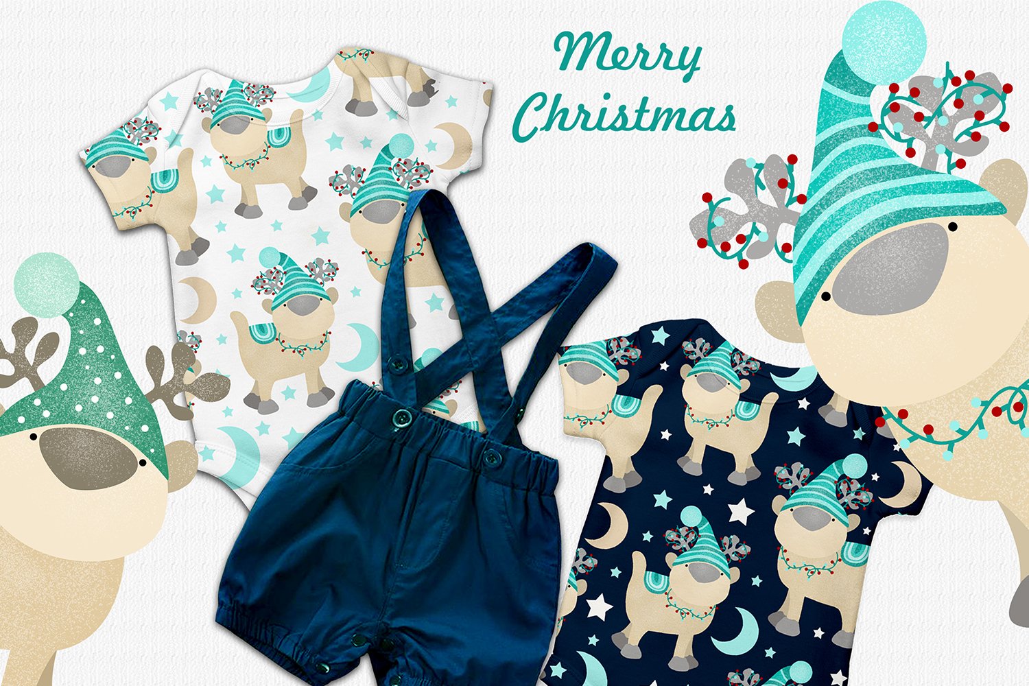 Cute rudolph digital paper, Christmas Reindeer scrapbook (792529 ...