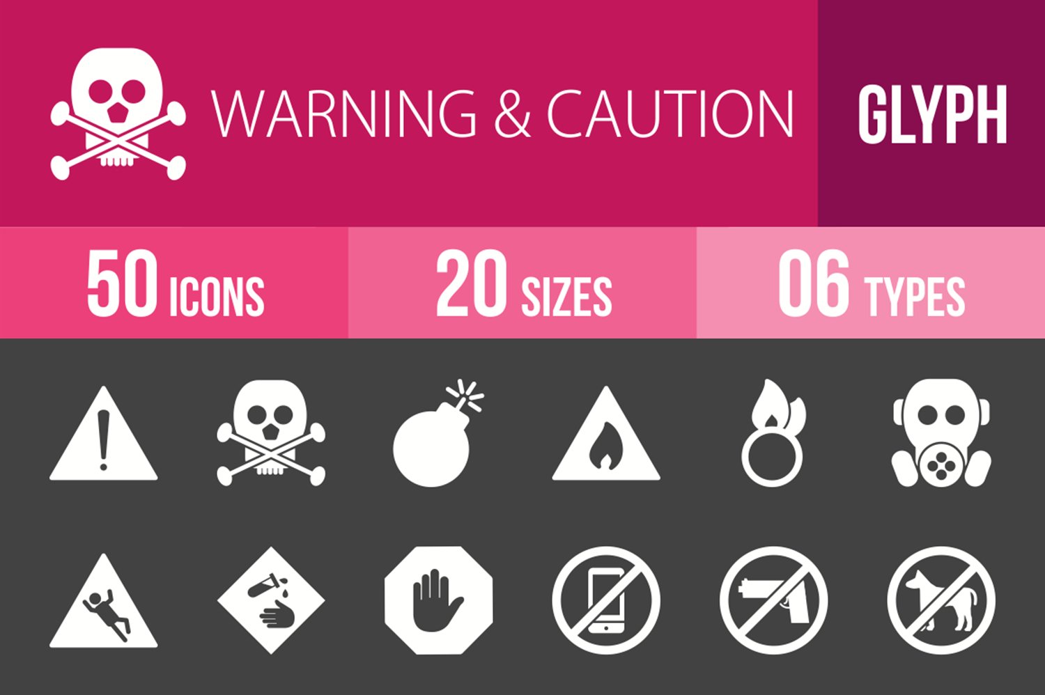 50 Warning & Caution Glyph Inverted Icons (267272) | Icons | Design Bundles